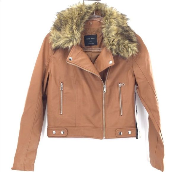 Love Tree | Jackets & Coats | Love Tree Faux Leather Faux Fur Moto ...